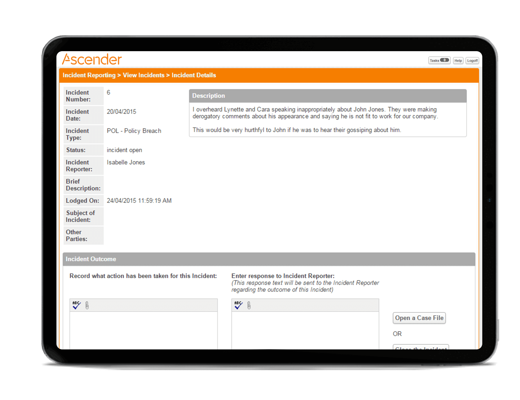 Workplace Incident Management software - Ascender HCM Pty Ltd